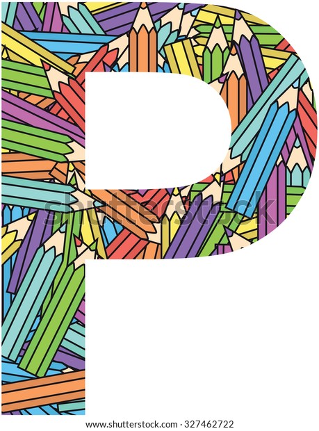 Letter P On Color Crayons Background Stock Vector (Royalty Free ...