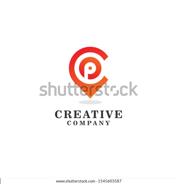 Letter P Pin Point Logo Design: vetor stock (livre de direitos ...