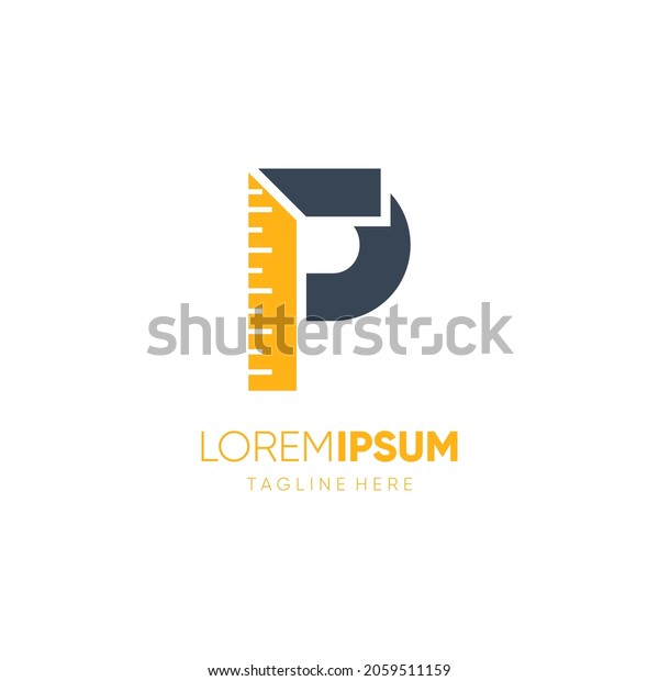 Letter P Ruler Logo Design Vector Stock Vector (Royalty Free ...