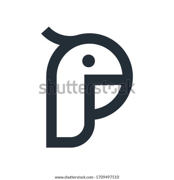 Letter P Shaped Like Parrotmacaw Line Stock Vector (Royalty Free ...