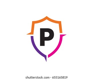 Letter P Shield Logo Template Design Stock Vector (Royalty Free ...