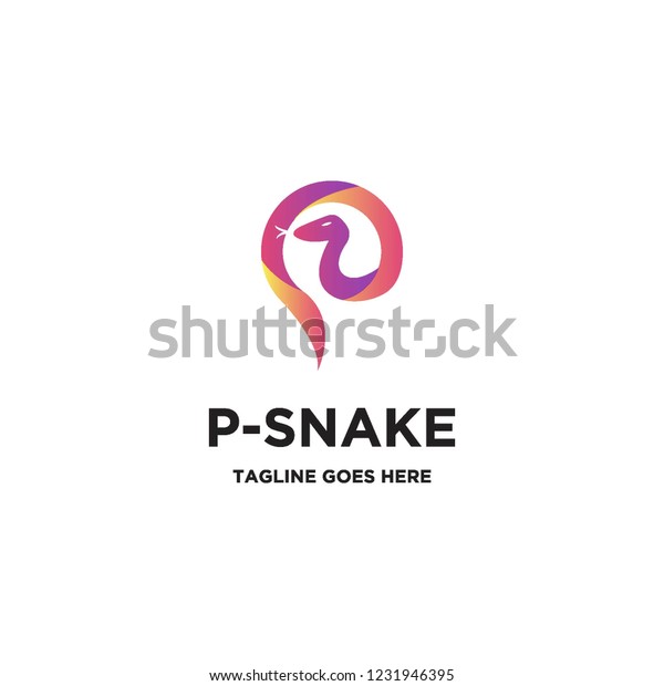 Letter P Snake Logo Icon Vector Stock Vector (Royalty Free) 1231946395