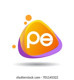 Letter Pe Logo Triangle Splash Colorful Stock Vector (Royalty Free ...