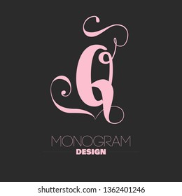 Letter Q Copperplate Calligraphy Monogram Design Stock Vector (Royalty ...
