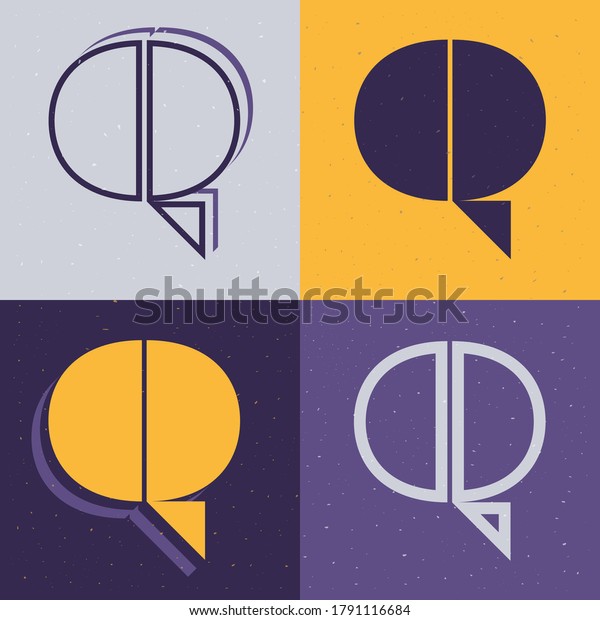 Letter Q Stencil Logo Set Flat Stock Vector (Royalty Free) 1791116684 ...