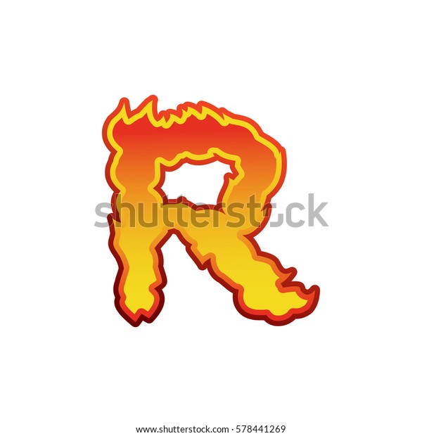 Letter R Fire Flames Font Lettering Stock Vector (Royalty Free ...