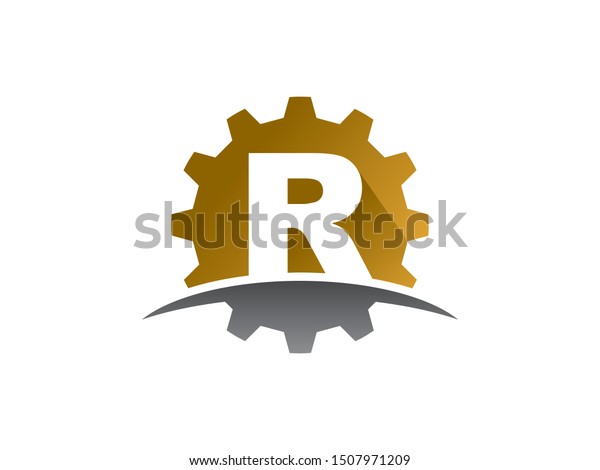 Letter R Gear Technology Logo Symbol: vector de stock (libre de ...