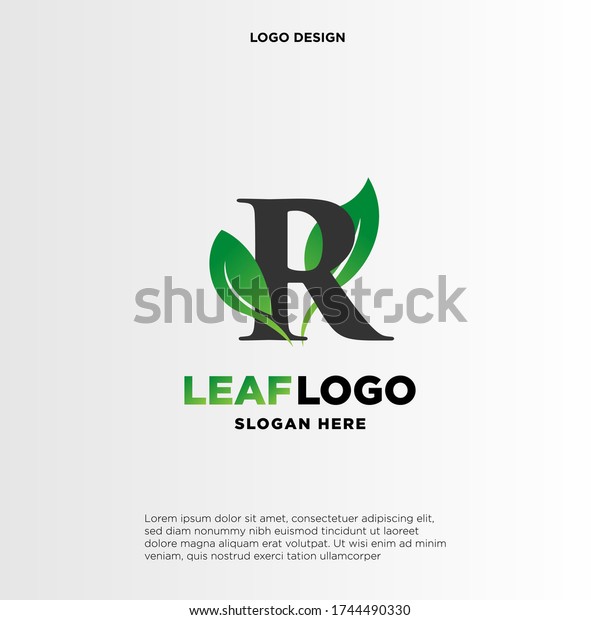 Letter R Green Leaf Logo Design Stock Vector (Royalty Free) 1744490330 ...
