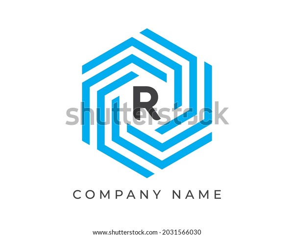 Letter R Hexagon Logo Design Stock Vector (Royalty Free) 2031566030 ...