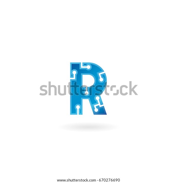 Letter R Icon Technology Smart Logo: เวกเตอร์สต็อก (ปลอดค่าลิขสิทธิ์ ...