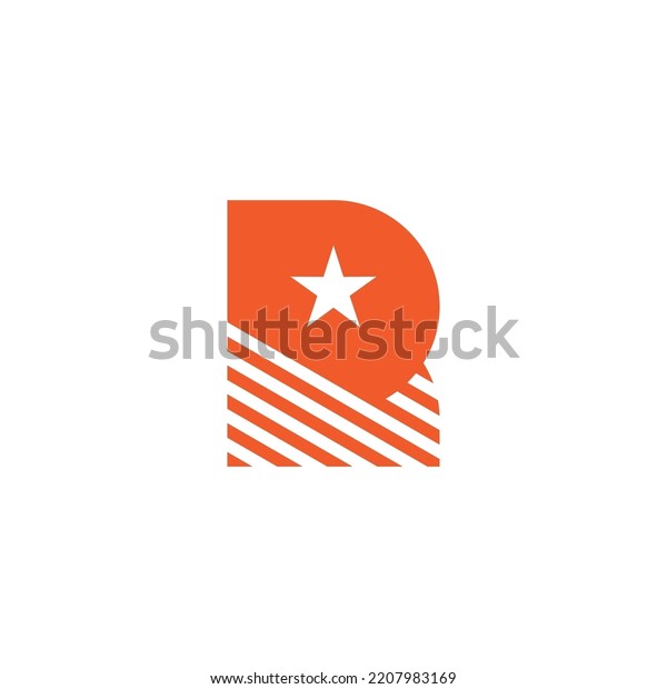 Letter R Orange Stripes Star Logo Stock Vector (Royalty Free ...