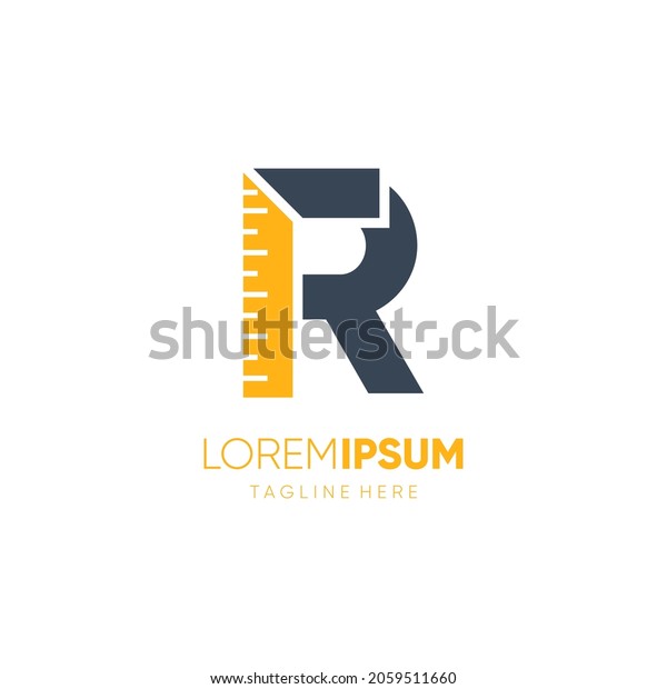 Letter R Ruler Logo Design Vector Stock Vector (Royalty Free ...