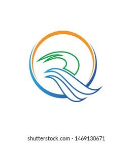 Letter R Shape River Logo Design: vector de stock (libre de regalías ...