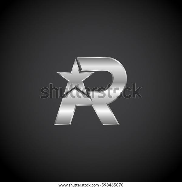 Letter R Star Metallic Texture3d Glossy: vetor stock (livre de direitos ...