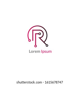 Letter R Tech Logo Concept Line Stock Vector (Royalty Free) 1615678747 ...
