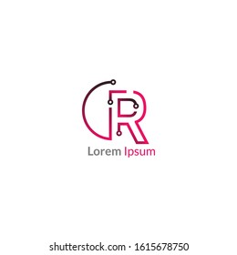 Letter R Tech Logo Concept Line Stock Vector (Royalty Free) 1615678750