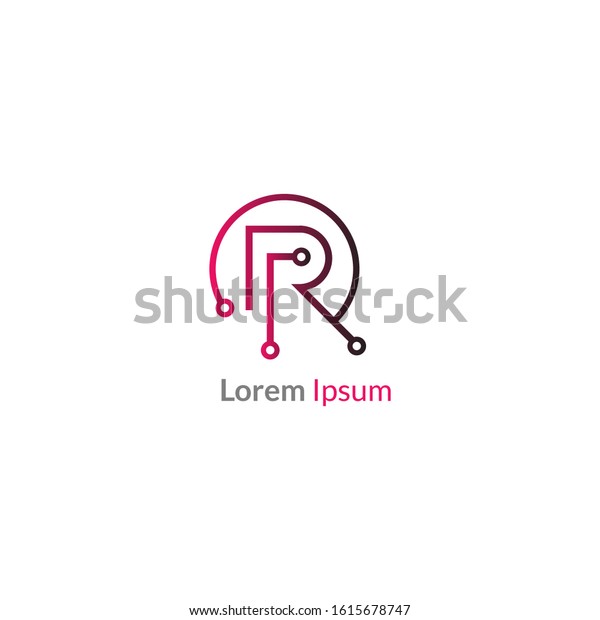 Letter R Tech Logo Concept Line Stock Vector (Royalty Free) 1615678747 ...