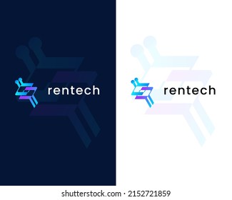 Letter R Tech Logo Design Template Stock Vector (Royalty Free ...