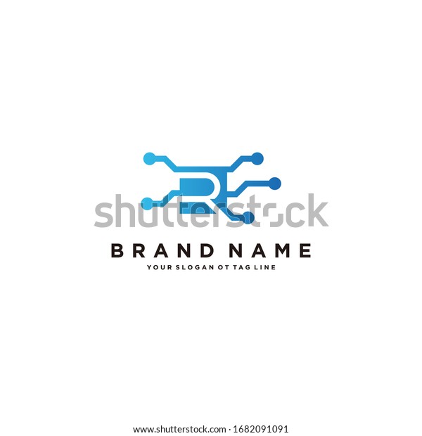 Letter R Tech Logo Design Vector Stock Vector (Royalty Free) 1682091091 ...