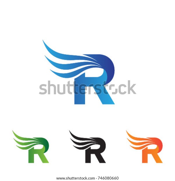Letter R Wing Flying Logo Icon Stock Vector (Royalty Free) 746080660 ...