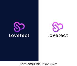 Letter S Love Logo Design Tech Stock Vector (Royalty Free) 2139115659 ...