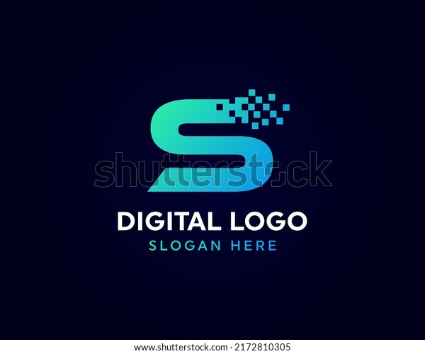 Letter S Pixel Logo Technology Digital Stock Vector (Royalty Free ...