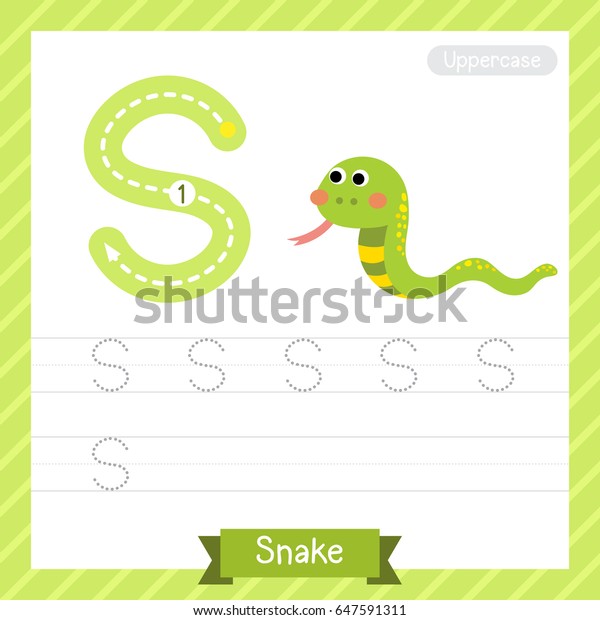 Letter S Uppercase Tracing Practice Worksheet Stock Vector (Royalty ...