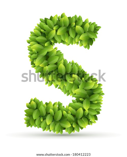 Letter S Vector Alphabet Green Leaves Stock Vector (Royalty Free ...