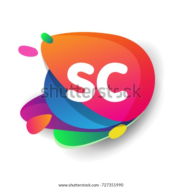 Letter Sc Logo Colorful Splash Background Stock Vector (Royalty Free ...