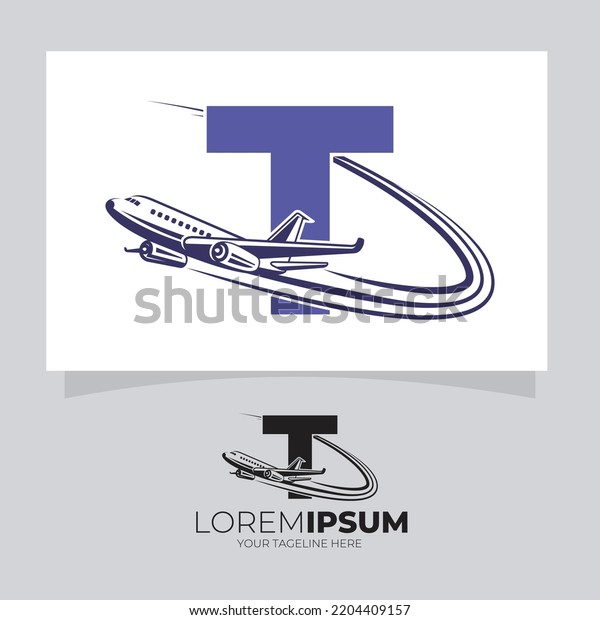 Letter T Airplane Logo Vector Design Stock Vector (Royalty Free ...