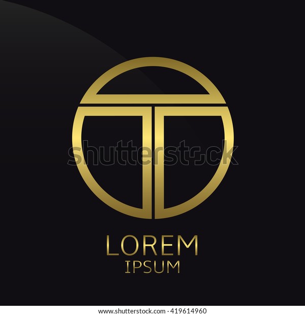 Letter T Logo Golden Round Logotype Stock Vector (Royalty Free ...