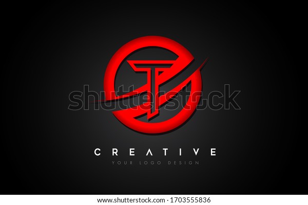 Letter T Logo Red Circle Swoosh: стоковая векторная графика (без ...