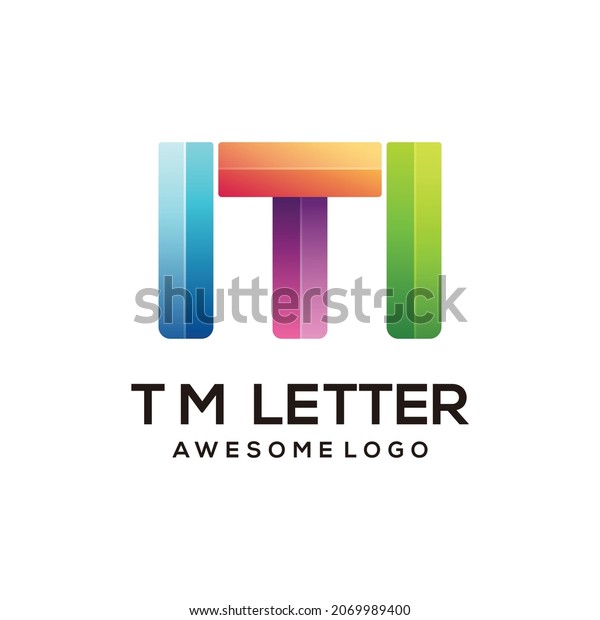 Letter T M Colorful Logo Design Stock Vector (Royalty Free) 2069989400 ...