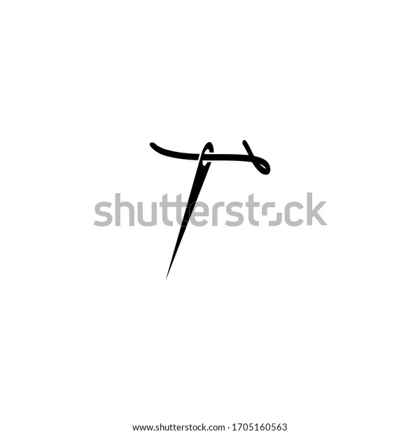 Letter T Needle Logo Icon Vector Stok Vektör (Telifsiz) 1705160563