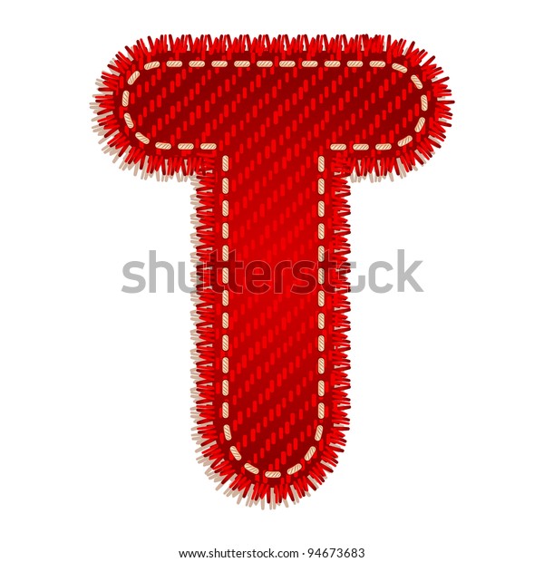 Letter T Red Textile Alphabet Stock Vector (Royalty Free) 94673683 ...