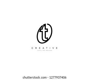 Letter T Stylish Concept Rounded Oval Stock Vector (Royalty Free ...