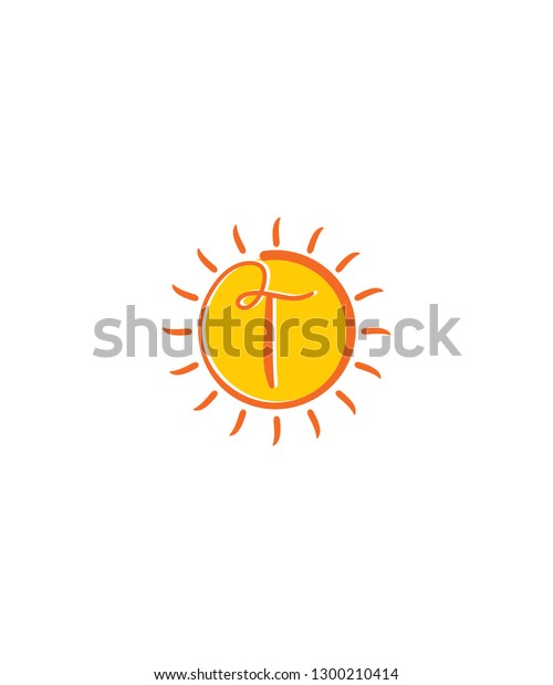 Letter T Sun Logo Icon 001 Stock Vector (Royalty Free) 1300210414 ...
