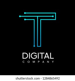 Letter T Technology Logo Font Digital Stock Vector (Royalty Free ...