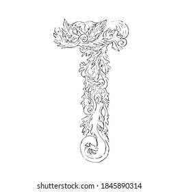 Letter T Vector Hand Drawn Monogram Stock Vector (Royalty Free ...