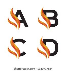Letter Text Flame Fire Logo Design Stock Vector (Royalty Free ...