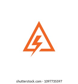 Triangle Shape Lightning Bolt Symbol Logo: vector de stock (libre de ...