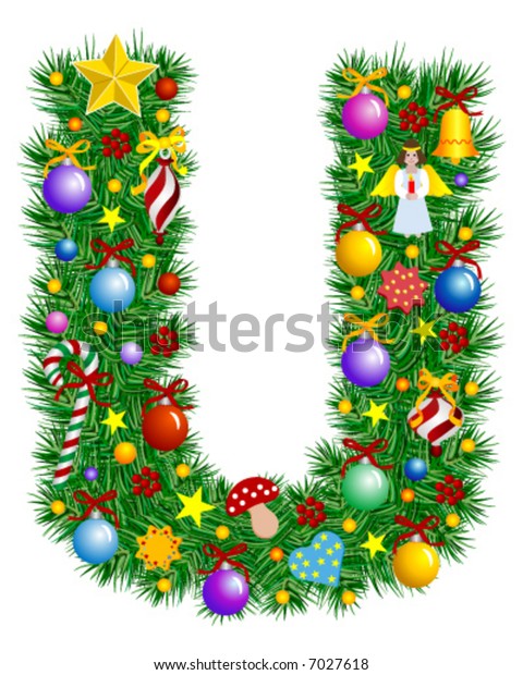 Letter U Christmas Tree Decoration Alphabet Stock Vector (Royalty Free ...