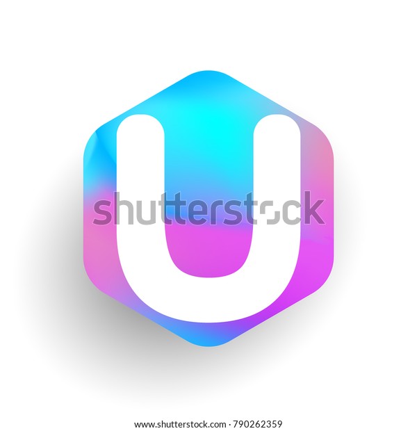 Letter U Logo Hexagon Shape Colorful Stock Vector (Royalty Free ...