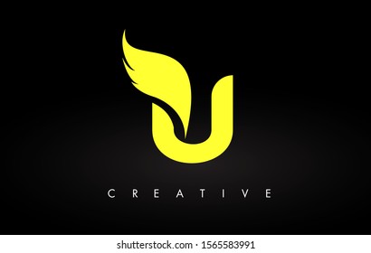 Letter U Logo Icon Yellow Colors Stock Vector (Royalty Free) 1565583991