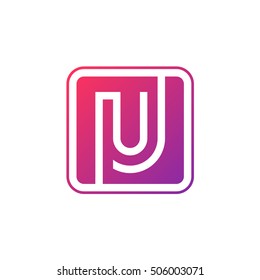 Letter U Logorounded Rectangle Shape Symboldigitaltechnologymediapink ...