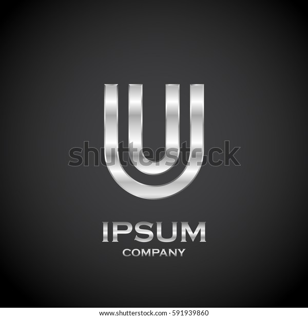 Letter U Metallic Texture3d Glossy Metal Stock Vector (Royalty Free ...