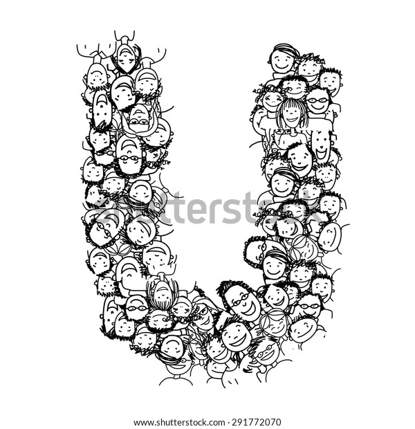 Letter U People Crowd Vector Alphabet Stock Vector (Royalty Free ...