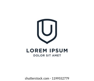 U Letter Shield Logo Vector Design Stock Vector (Royalty Free ...
