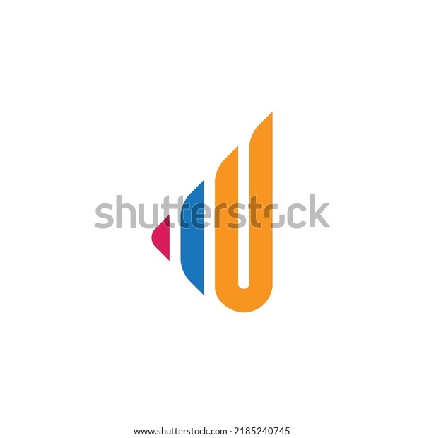 Letter U Triangle Stripes Colorful Line Stock Vector (Royalty Free ...