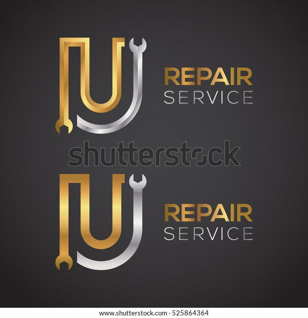 Letter U Wrench Logo Gold Silver Stock Vector (Royalty Free) 525864364 ...